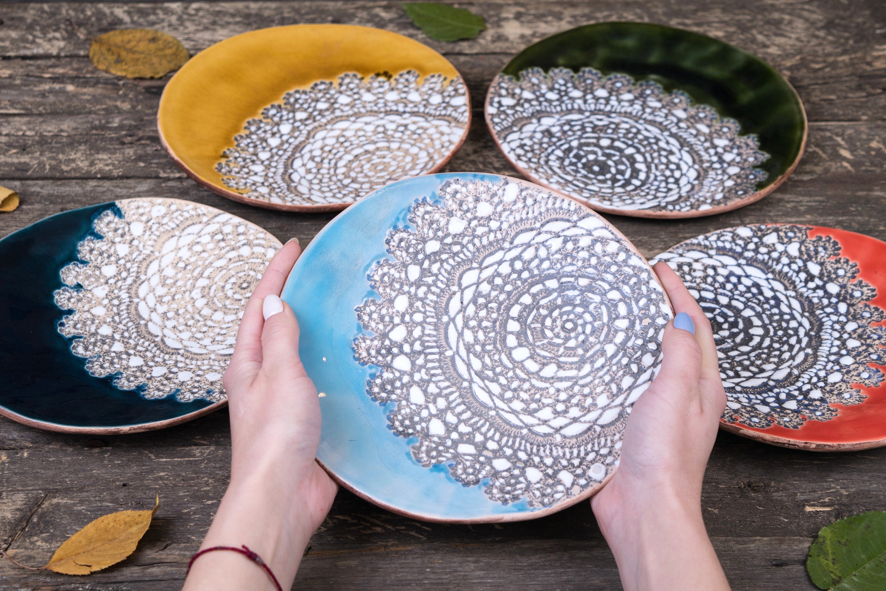 Set of Five Vintage Lace Plates Lace Imprint Plate | Etsy