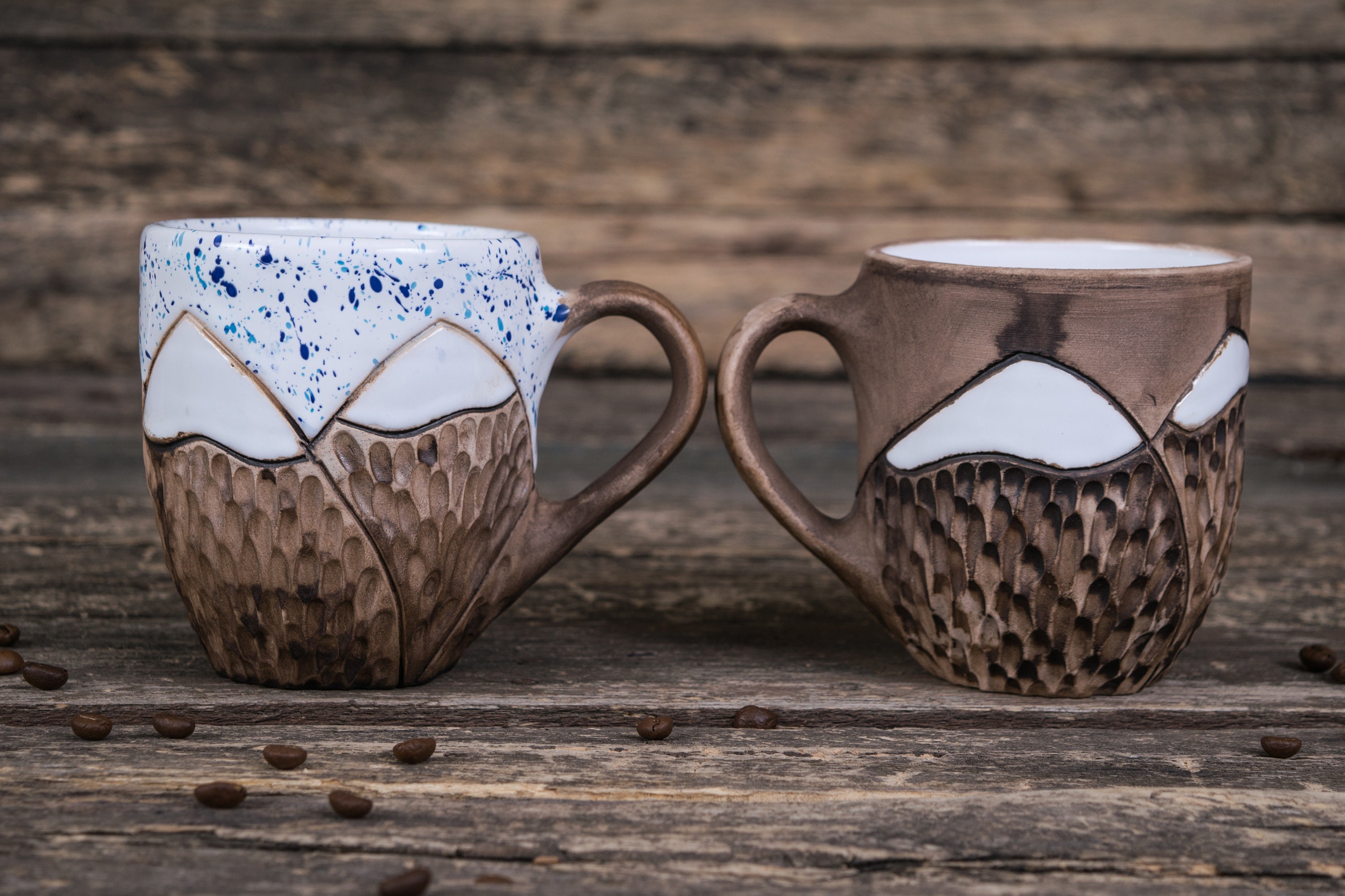 Set of Two Big Handmade Coffee Mugs Set of Two Ceramic - Etsy