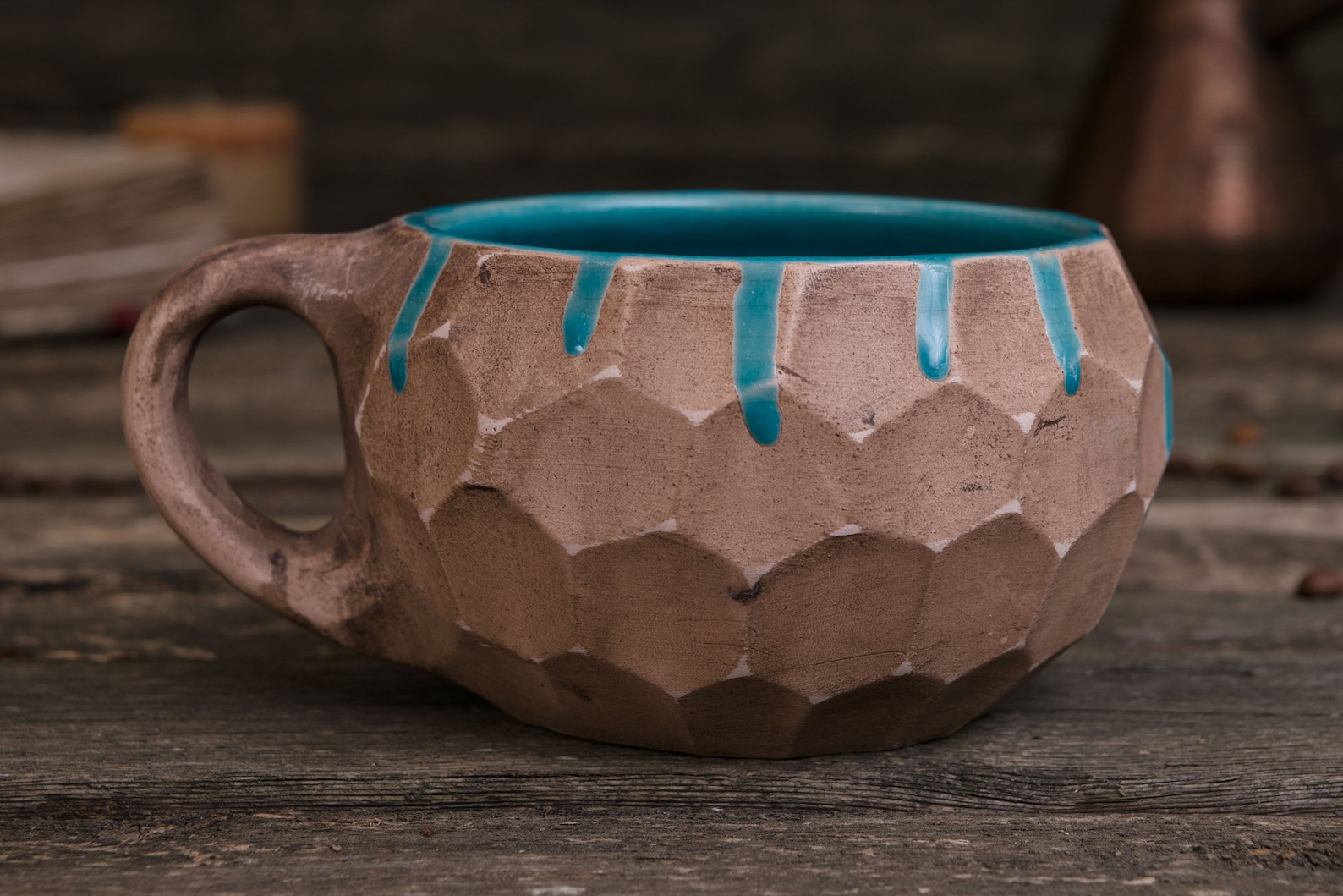 Unique Ceramic Coffee Mug Handmade Faceted Mug Blue - Etsy
