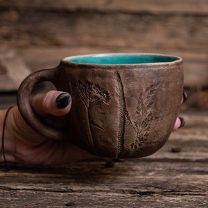 Handmade Ceramic Botanical Mug || Pottery Mug Handmade Nature Ceramic ...
