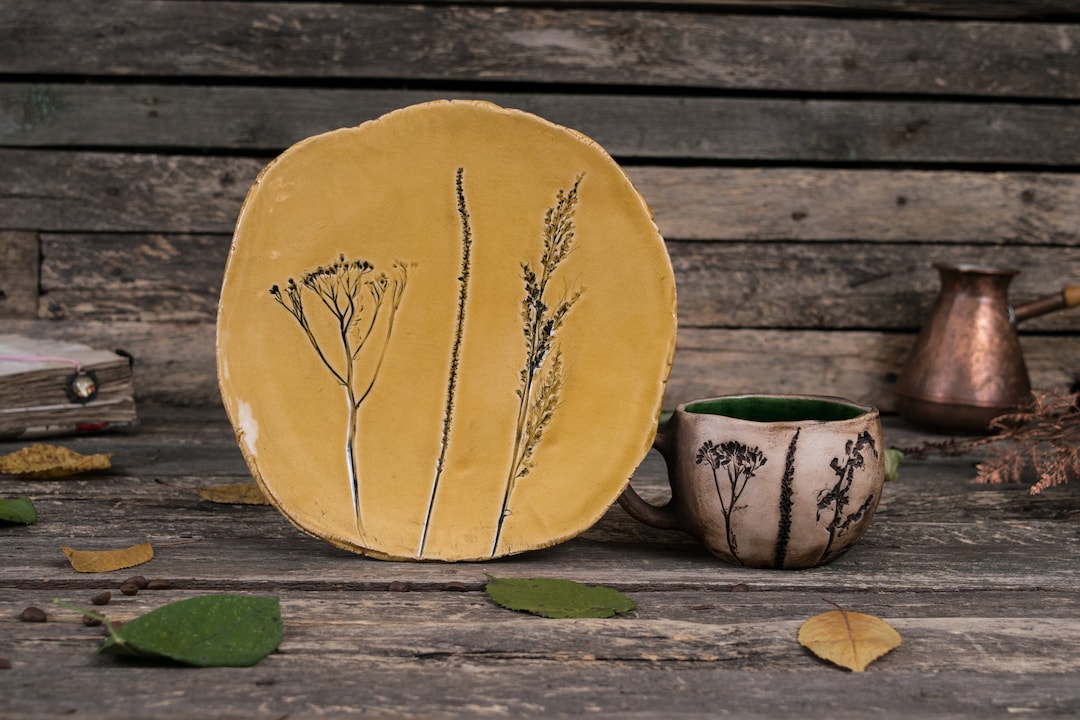 Unique Handmade Floral Pottery Set || Nature Ceramic Dishes, Plant ...