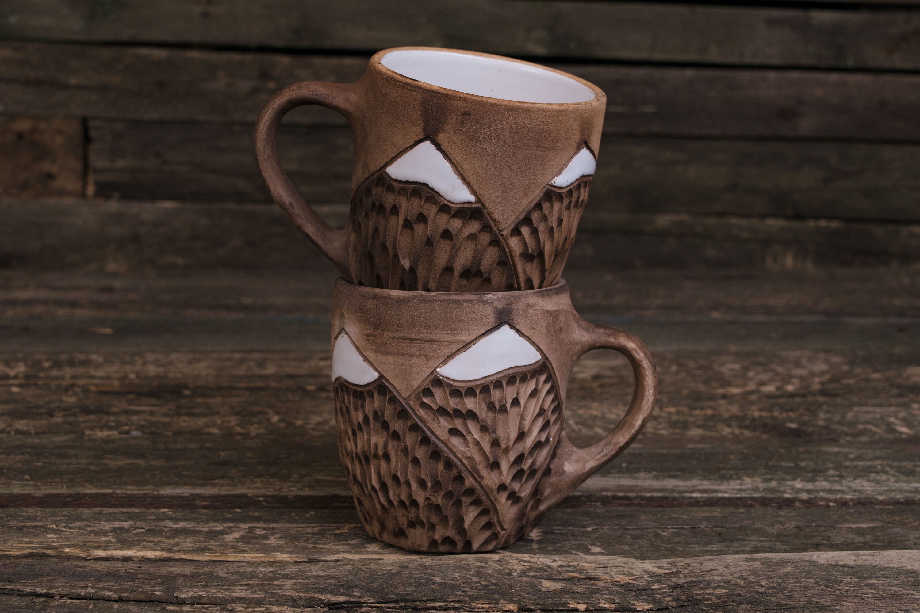 Set of Two Handmade Ceramic Mugs With Mountains ||pottery Mug; Mountain ...