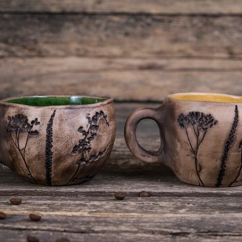 Handmade Ceramic Botanical Mug Pottery Mug Handmade Nature - Etsy