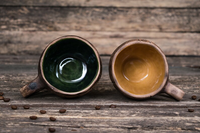 Set of Two Tall Ceramic Mugs || Set of Two Handmade Pottery Mugs With ...