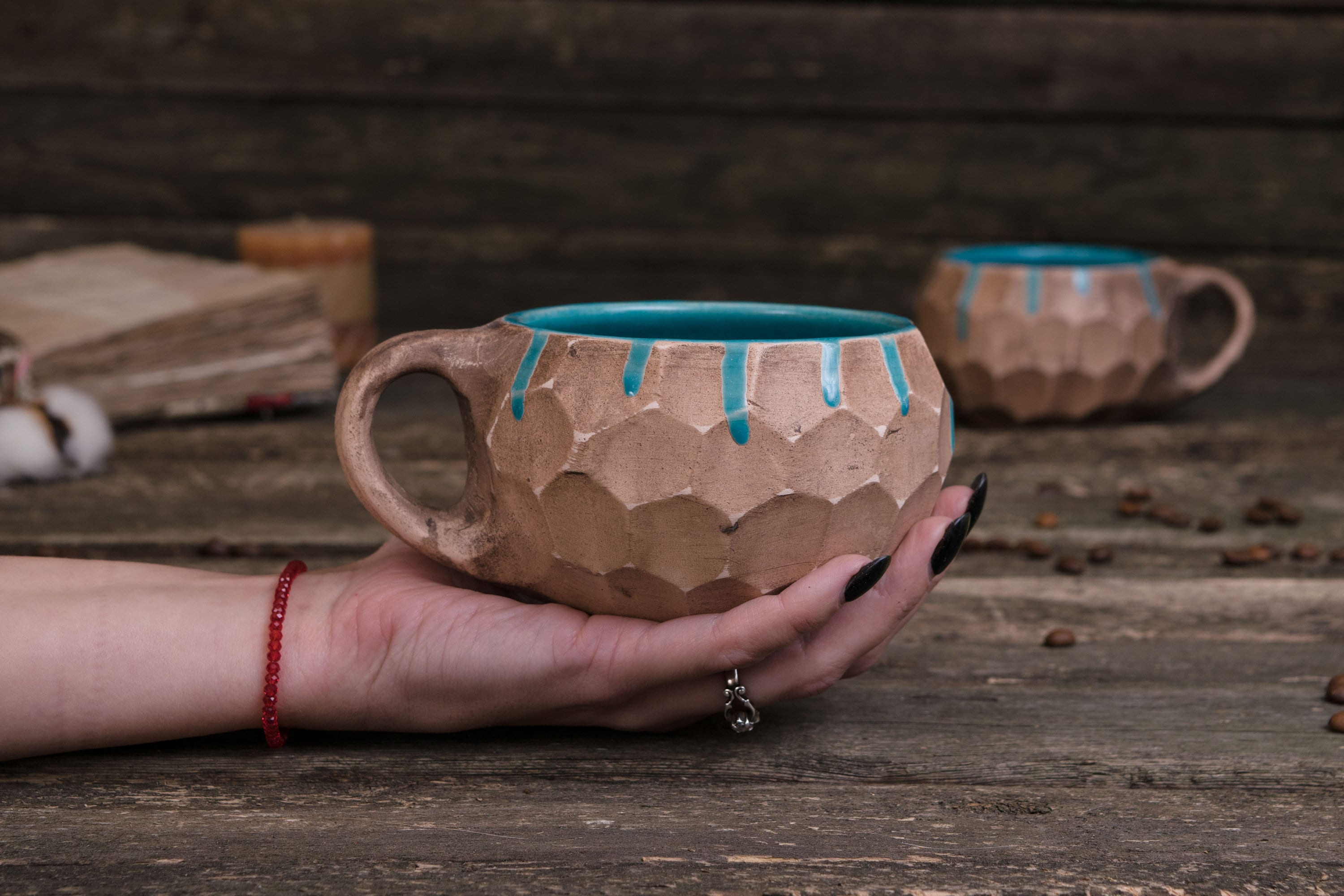 Unique Ceramic Coffee Mug Handmade Faceted Mug Blue - Etsy