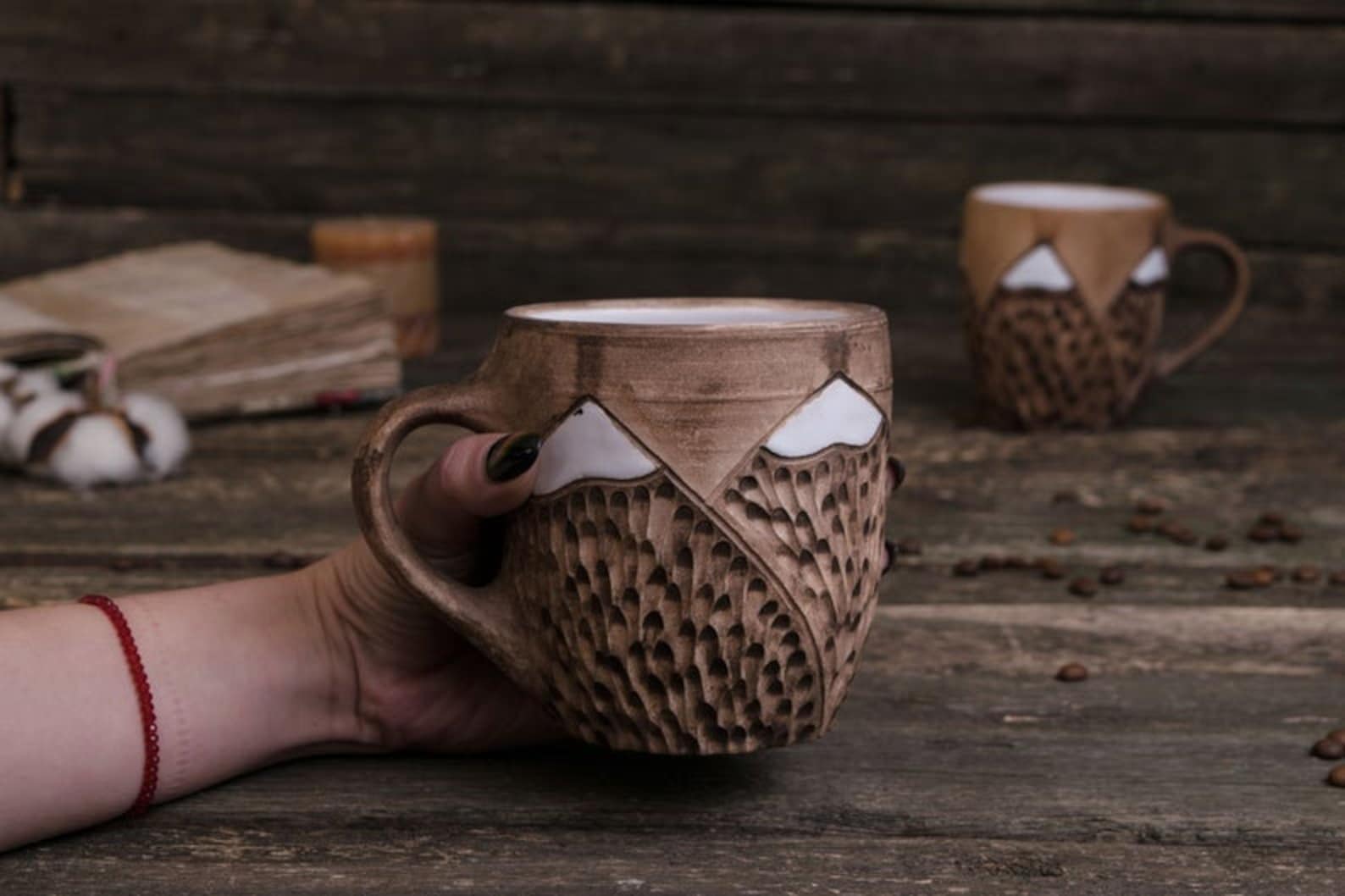 Set of Two Big Handmade Coffee Mugs Set of Two Ceramic - Etsy