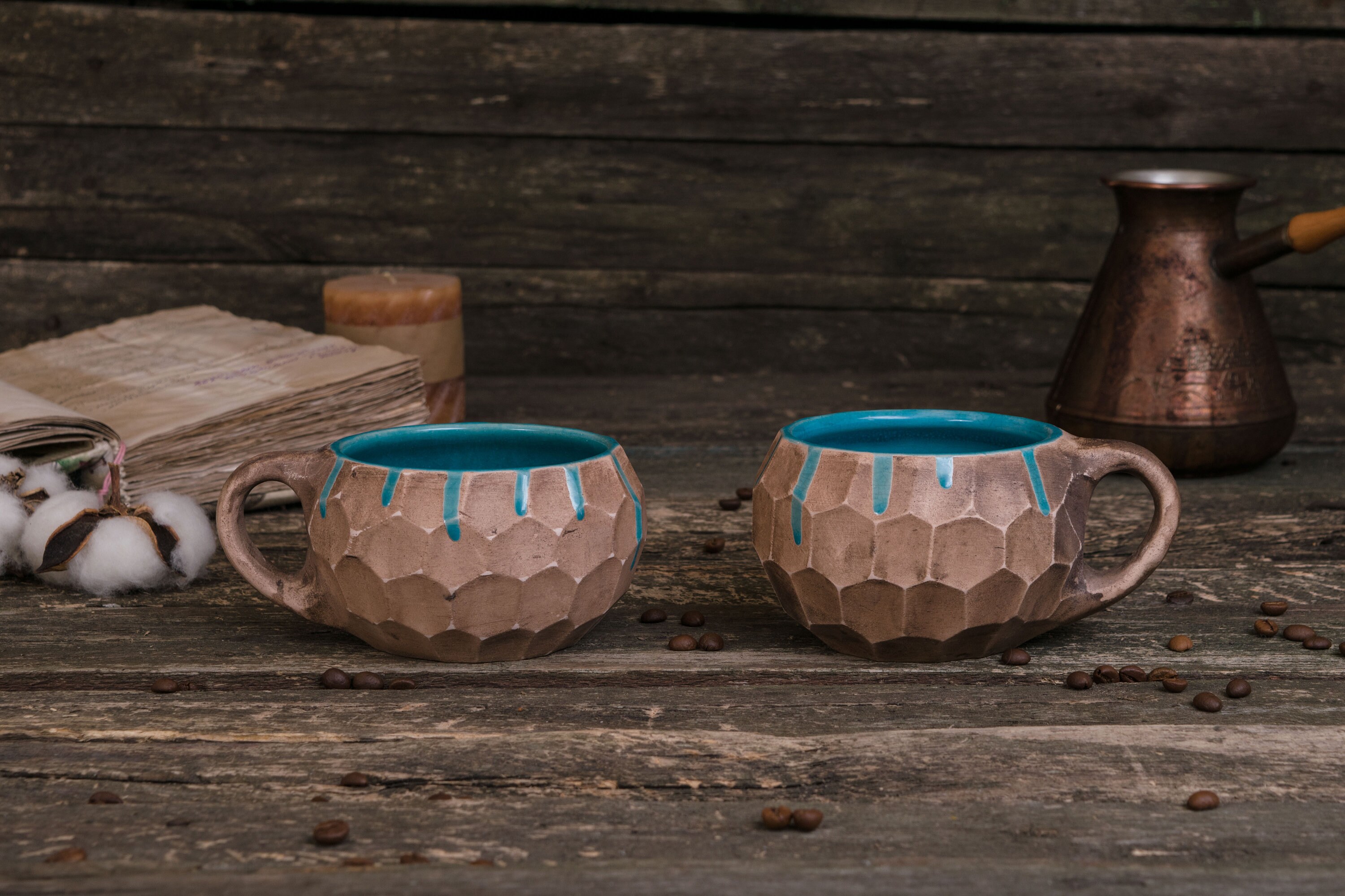 Unique Ceramic Coffee Mug Handmade Faceted Mug Blue - Etsy