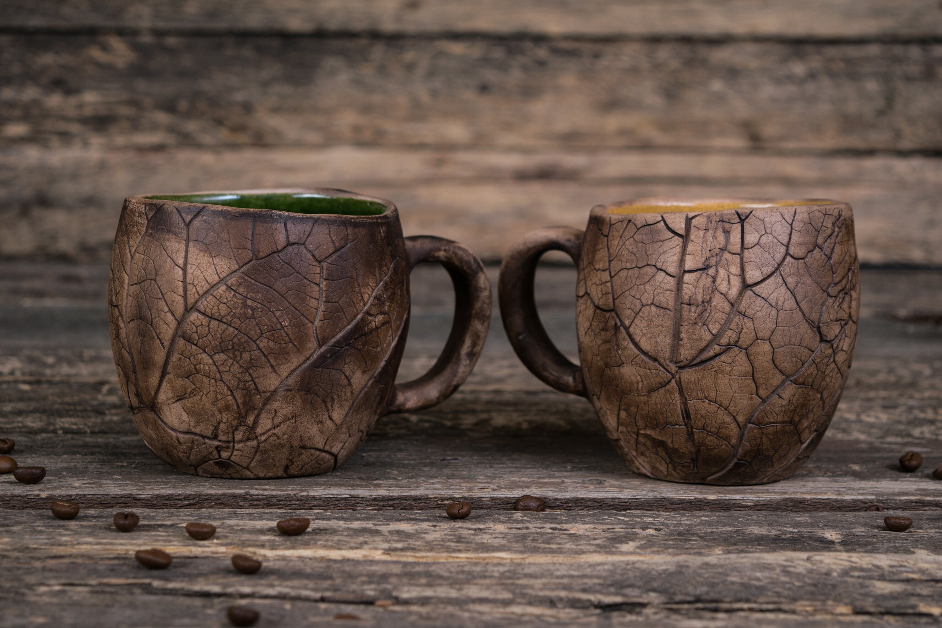 Set of Two Tall Ceramic Mugs || Set of Two Handmade Pottery Mugs With ...