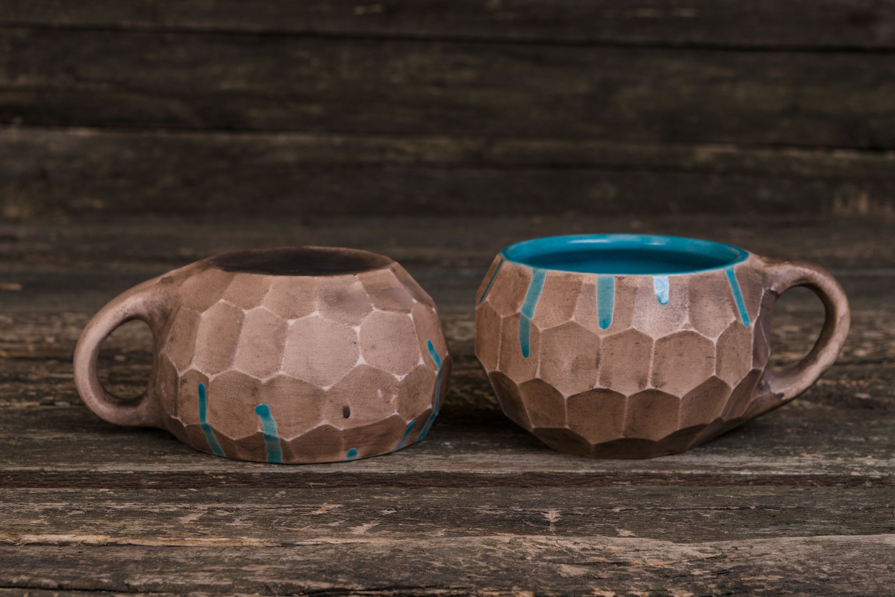 Unique Ceramic Coffee Mug Handmade Faceted Mug Blue - Etsy