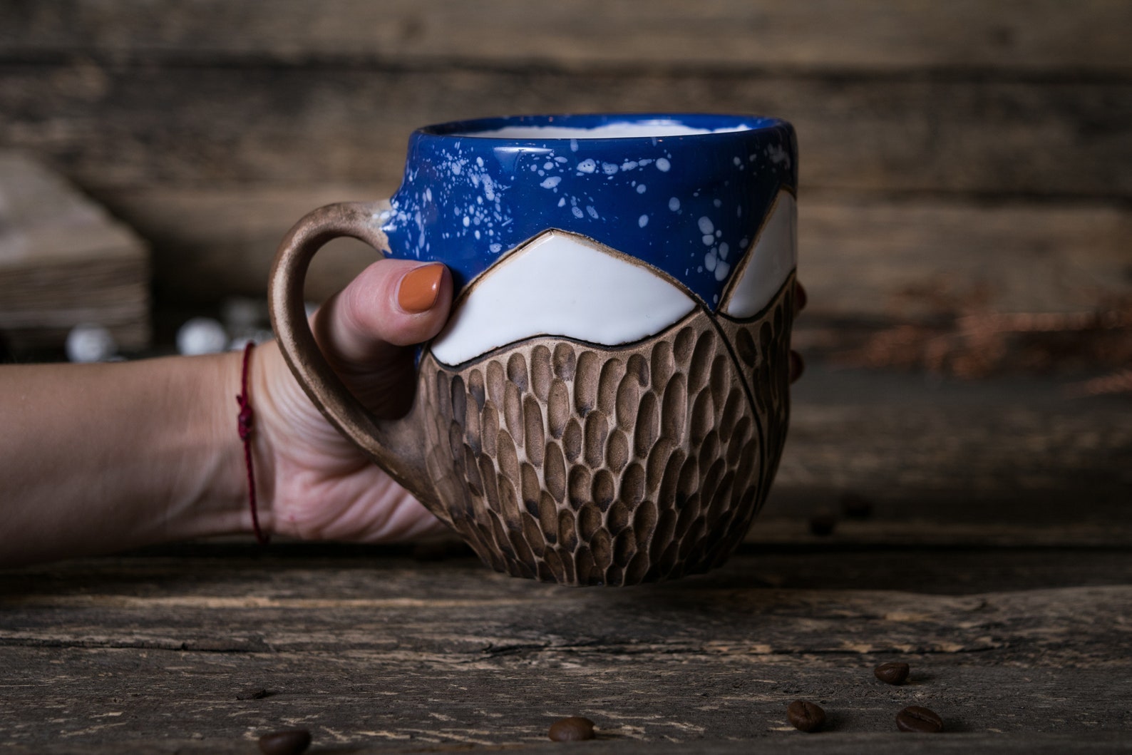 Set of two handmade pottery mugs Unique ceramic mountain | Etsy