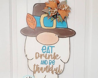 TEMPLATE Door Hanger Thanksgiving Pilgrim Gnome - Etsy