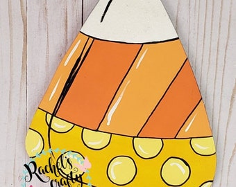 Happy Halloween CANDY CORN SIGN Pumpkin Wall Art Door Plaque Holiday ...