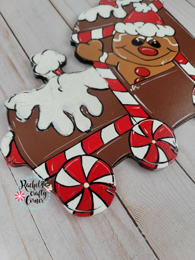 Gingerbread Train and Gingerbread Boy Door Hanger Sign - Etsy