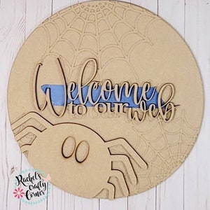 Cute Spider With Spiderwebs Circle DIY Blank Cutout Door Hanger Sign - Etsy