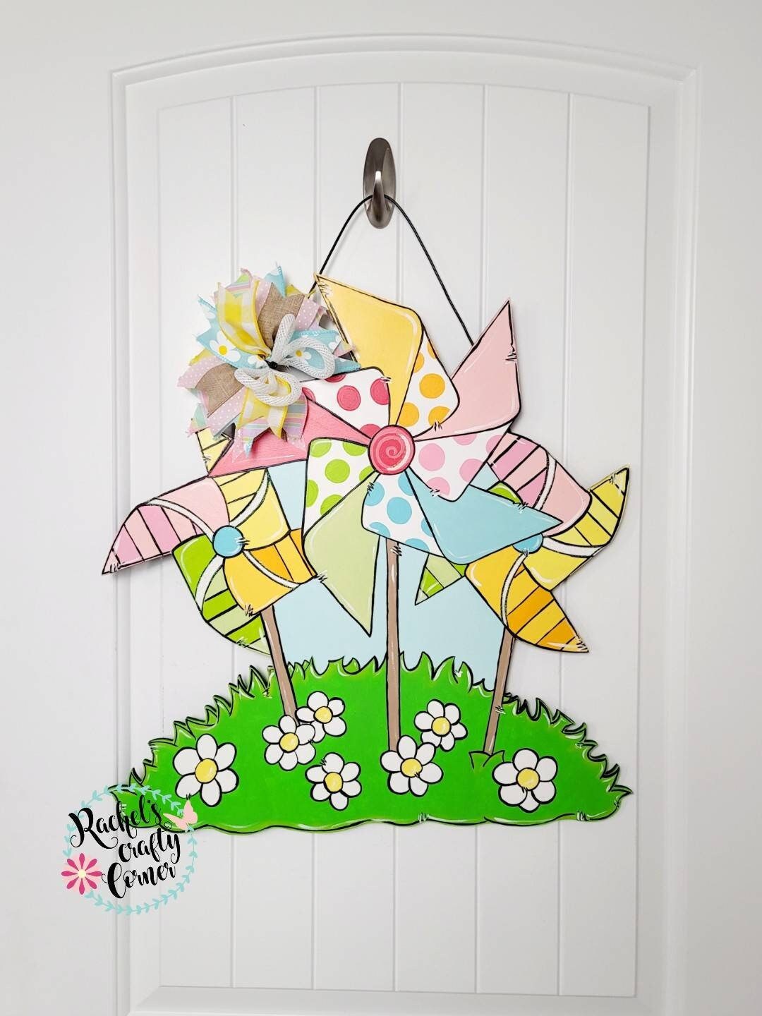 Sunny Pinwheels Door Hanger – Daisy Field Wood Sign – Spring/summer ...