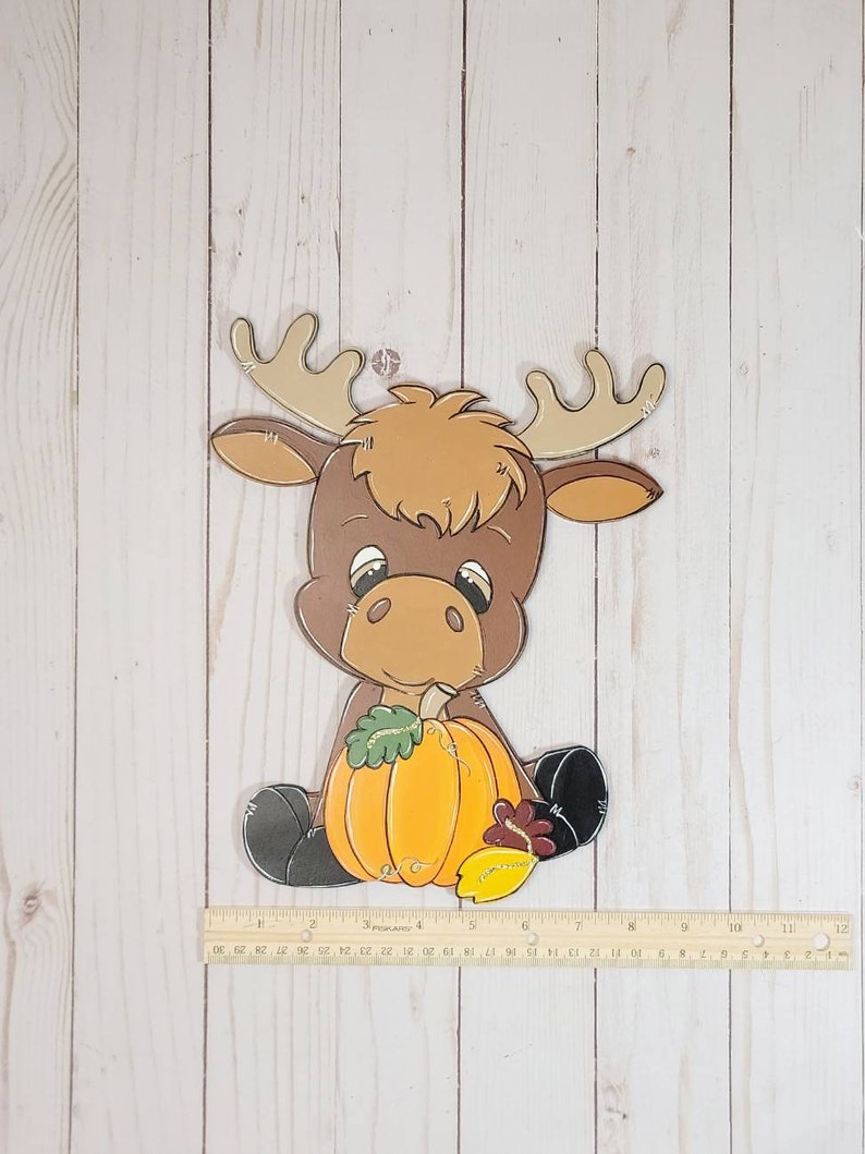 Fall Moose With Leaves Door Hanger Sign - Etsy