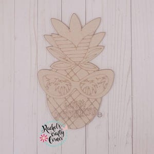 Summer Tropical Pineapple With Beachy Sunglasses, Hand Painted Door ...
