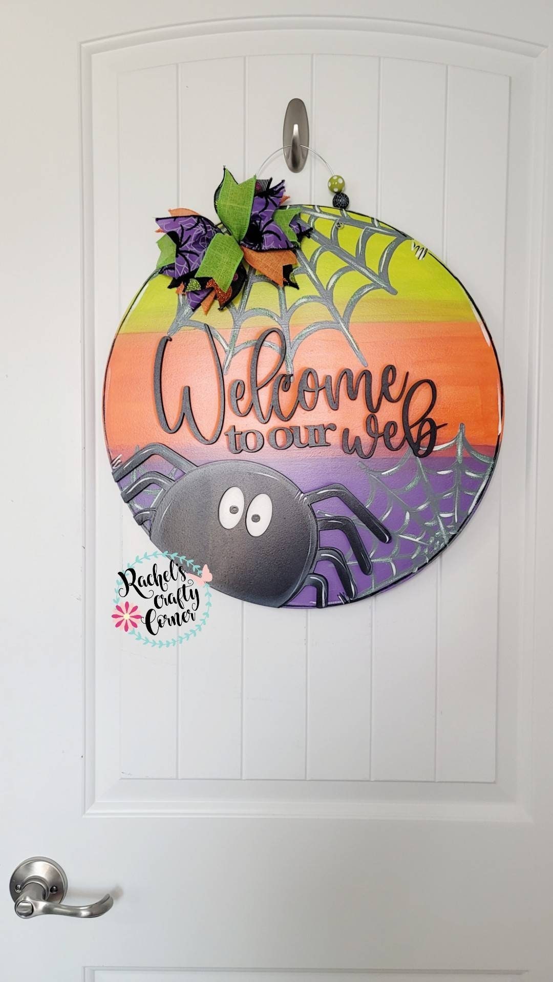 Cute Spider With Spiderwebs Circle Door Hanger Sign - Etsy