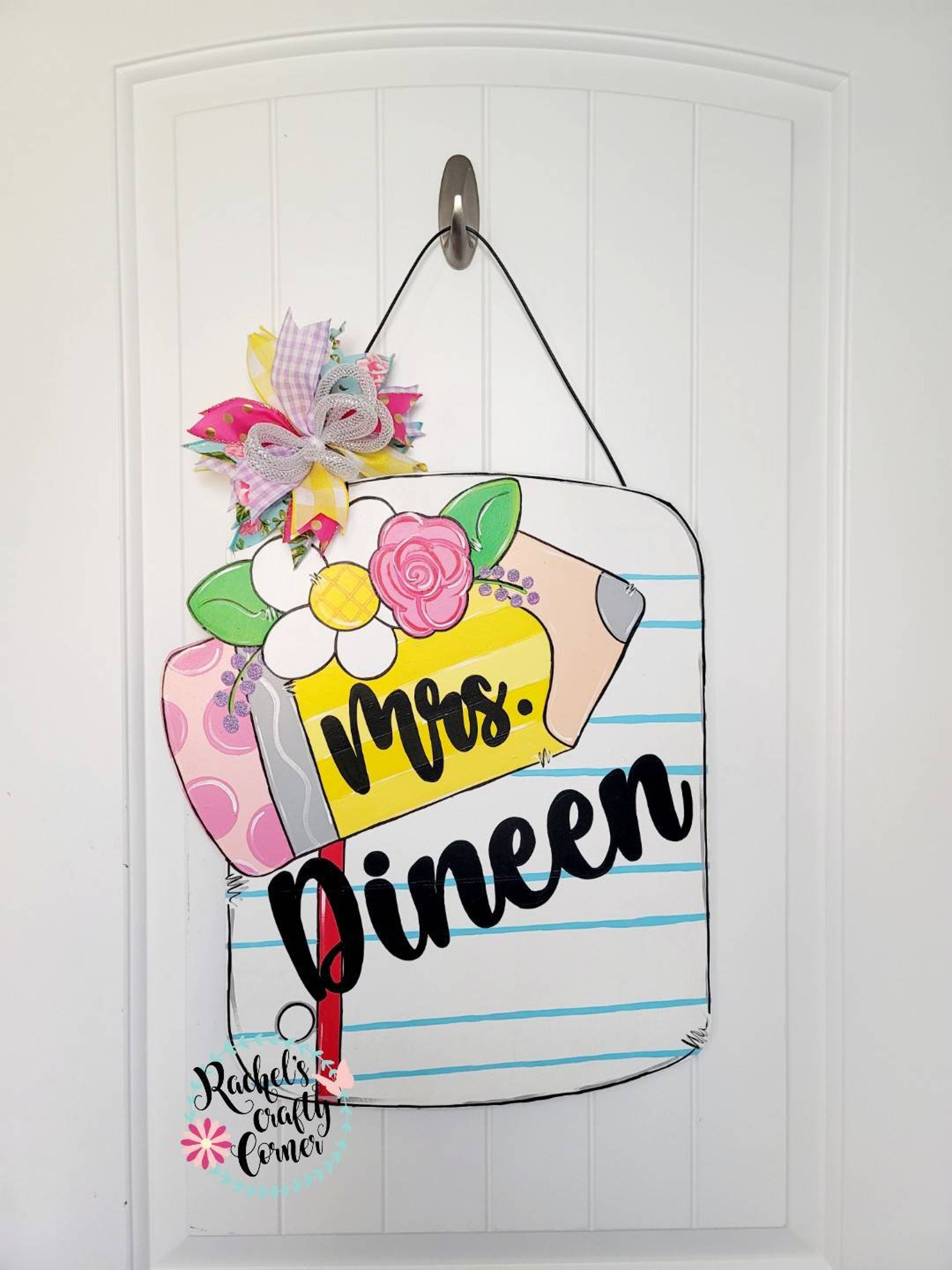 Teacher Floral Pencil and Sheet of Paper Sign - Etsy