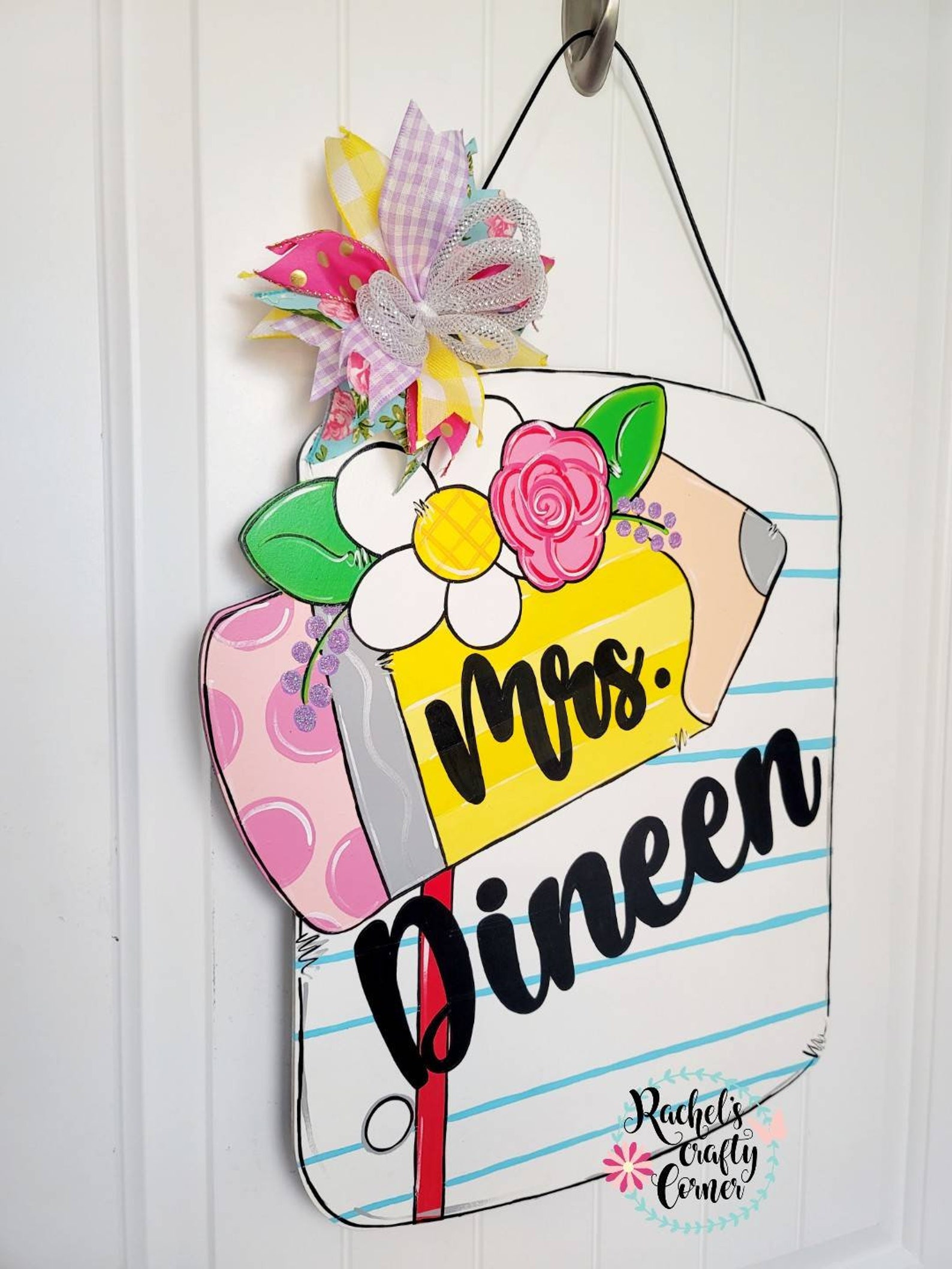 Teacher Floral Pencil and Sheet of Paper Sign - Etsy