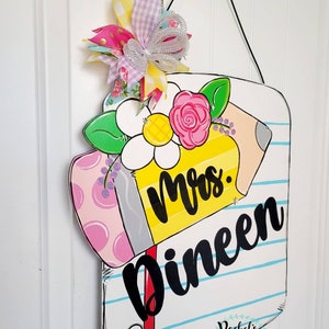 Teacher Floral Pencil and Sheet of Paper Sign - Etsy