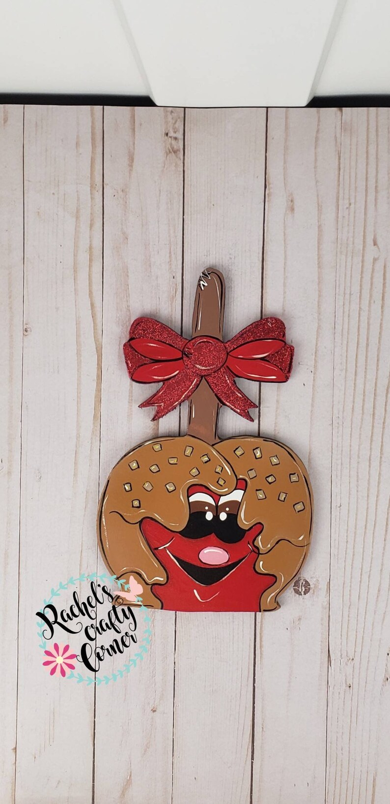 Funny Caramel Apple Door Hanger – Fall Front Porch Decor – Apple Face ...