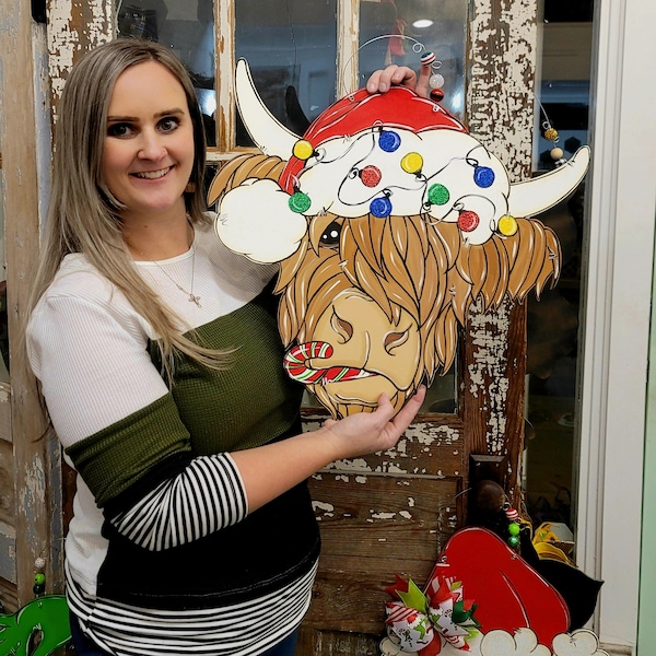 Christmas Cow Door Hanger - Etsy