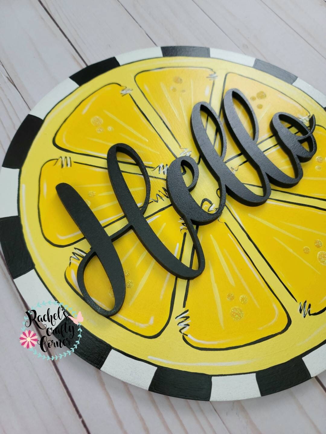 Juicy Lemon Slice Hand Painted Door Hanger Sign - Etsy