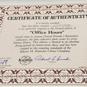 1984 Knowles Collectible Plate office Hours - Etsy
