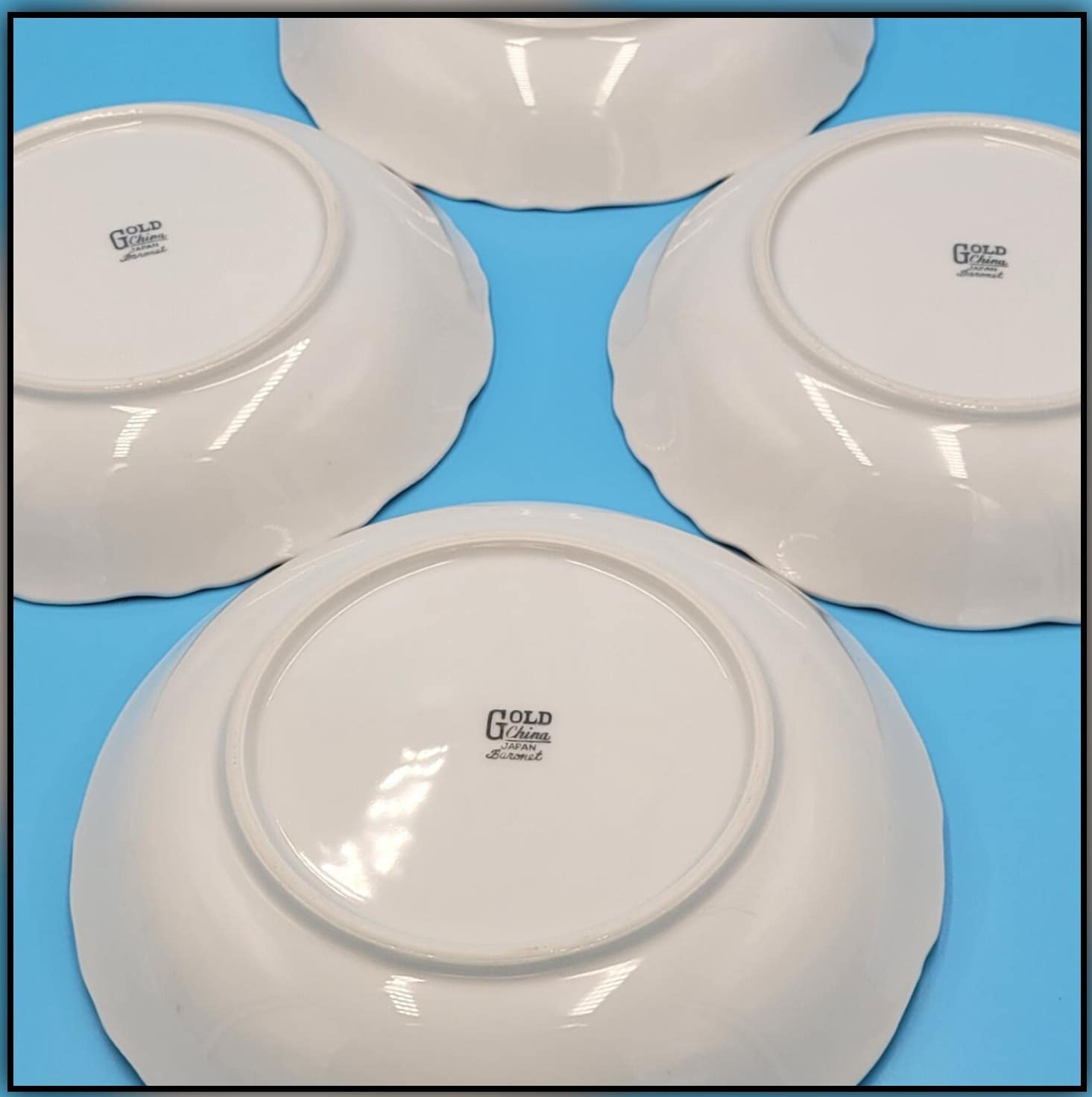 Gold China by Baronet 4 Soup Bowls Scalloped Design With Platinum Trim ...