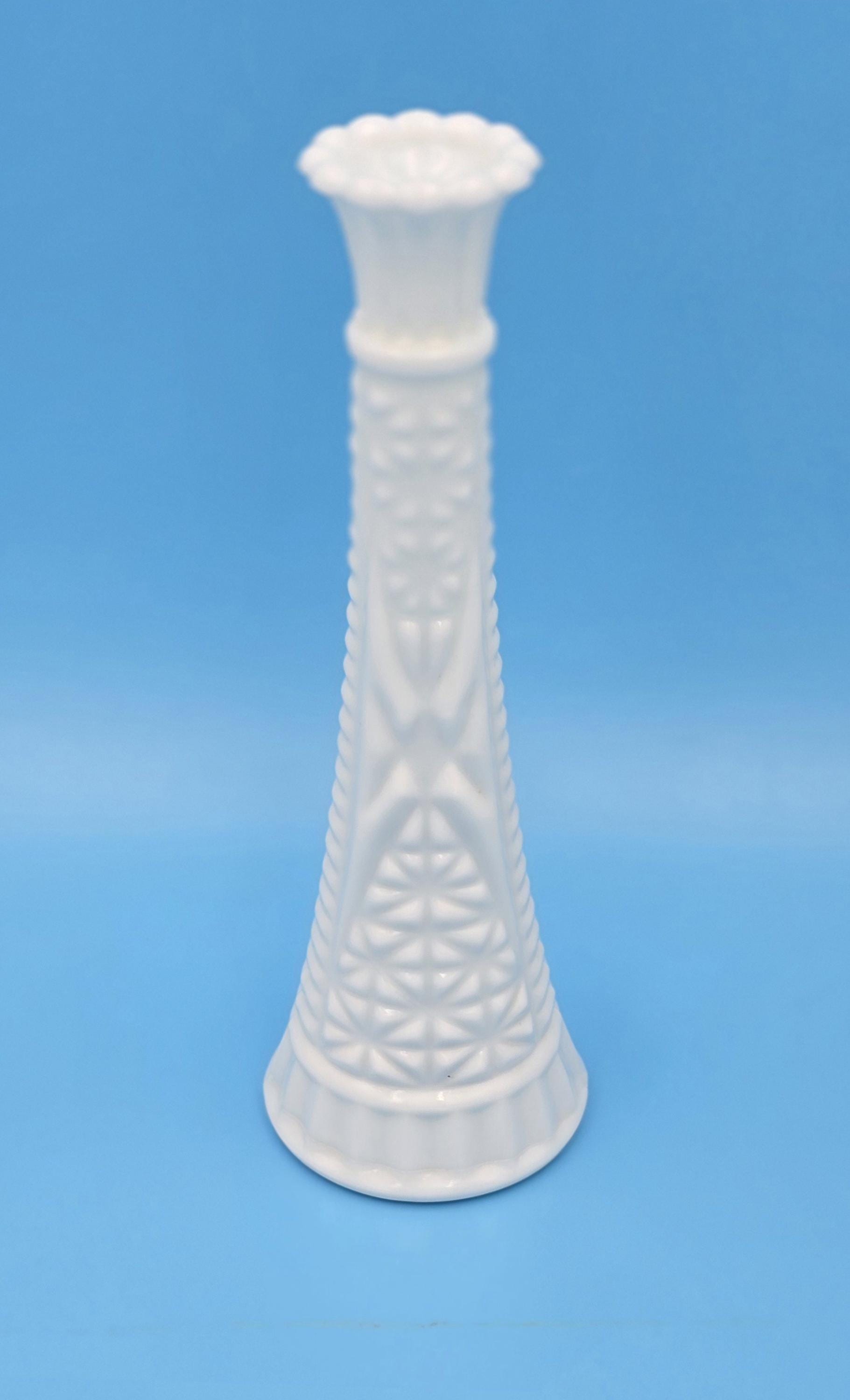 Vintage White Milk Glass Bud Vase With Stars & Bars Design - Etsy