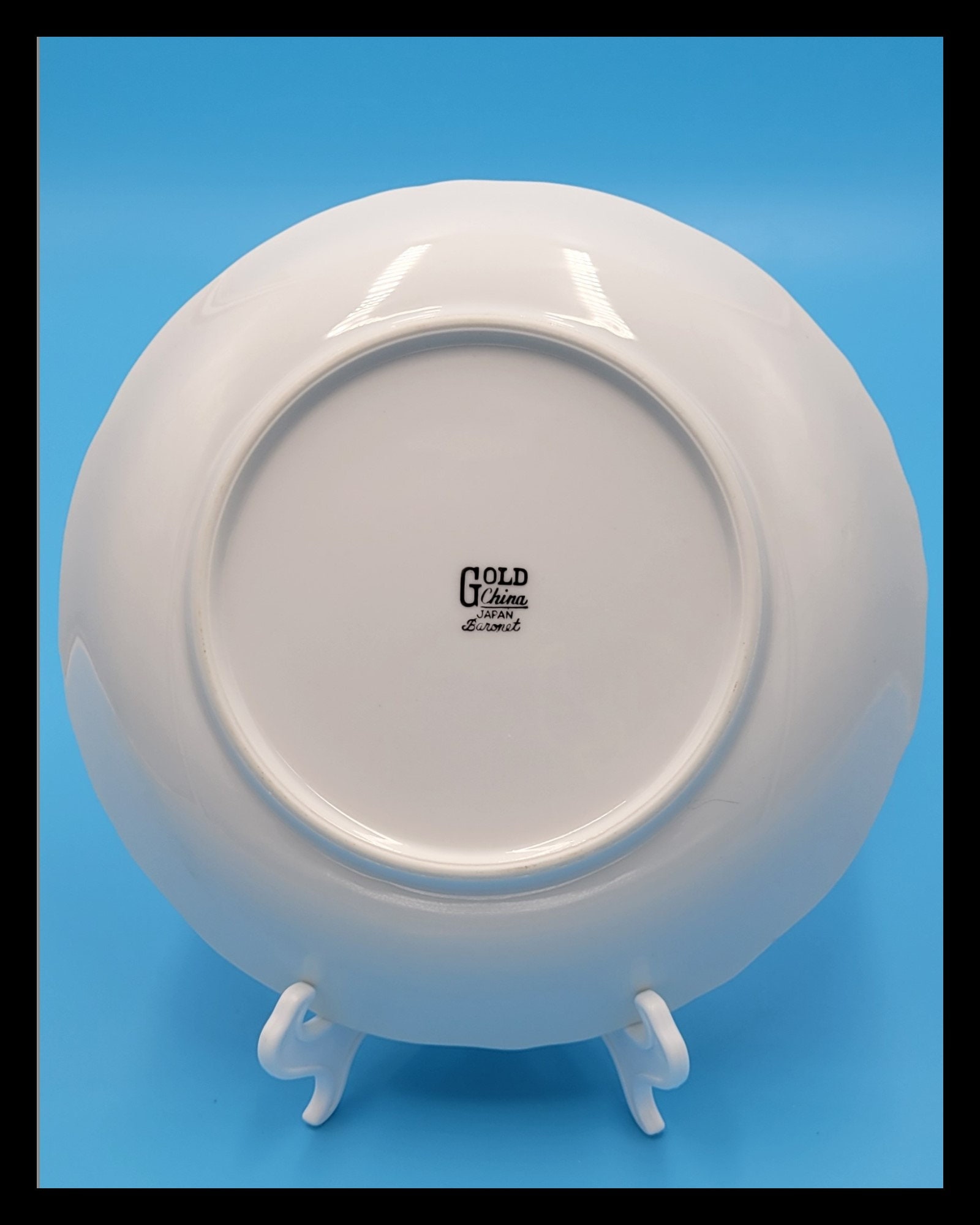 Gold China by Baronet 4 Soup Bowls Scalloped Design With Platinum Trim ...