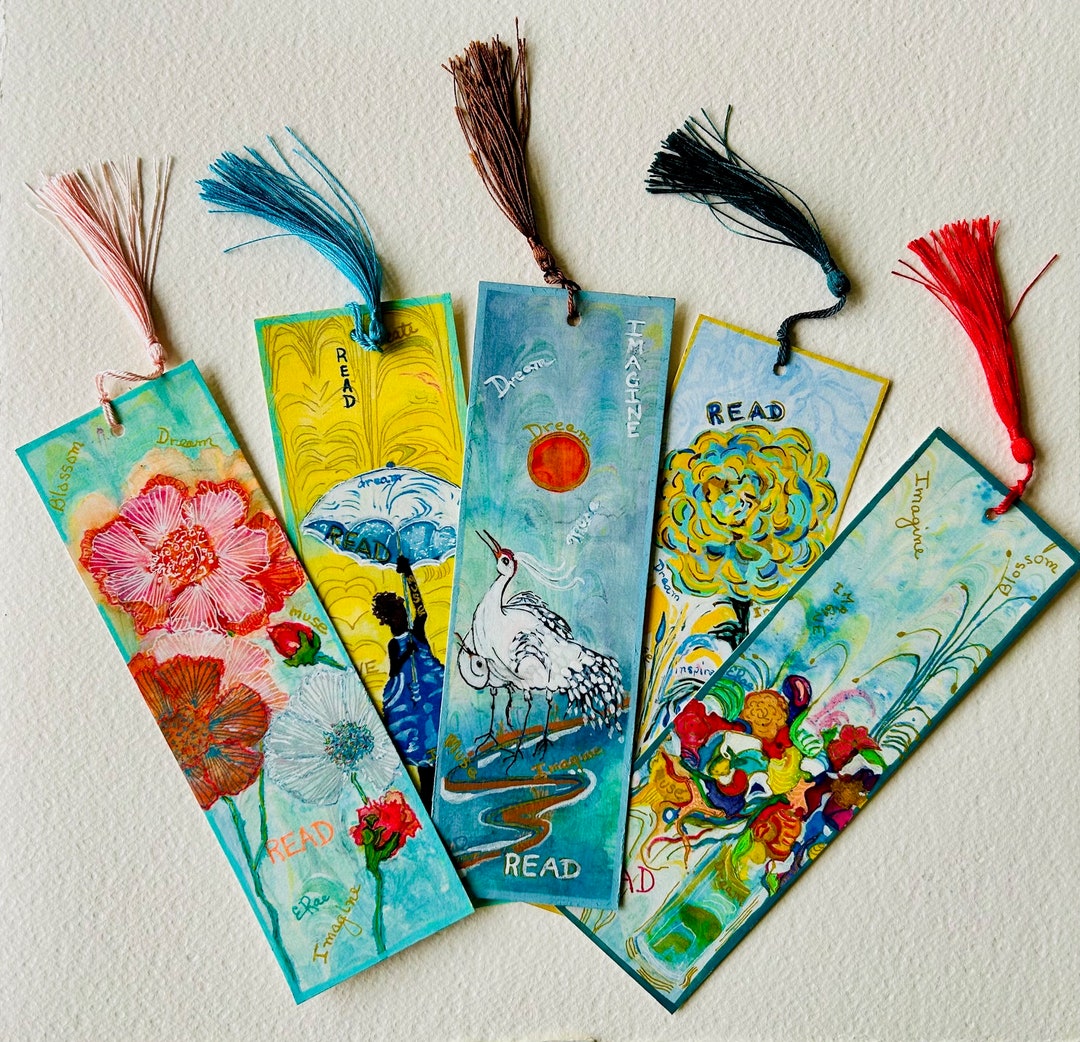 Bookmarks, Floral, Watercolor & Ink, Hand Painted One-of-a-kind Art ...