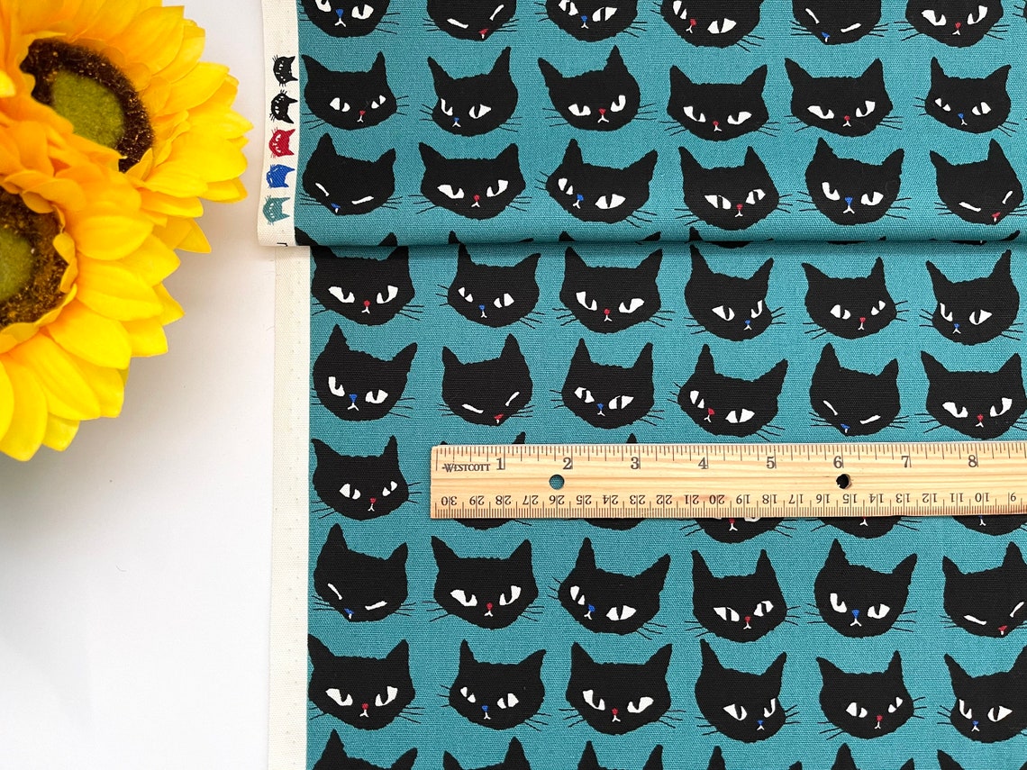 Cat Fabric Cute Cat Fabric by the yard Cat Print Cotton | Etsy