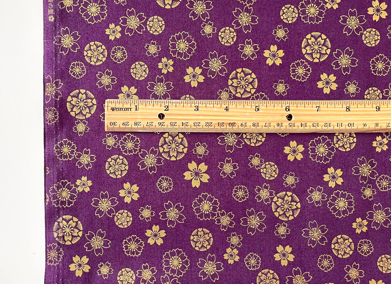 Floral Fabric by the Yard Gold Metallic Cherry Blossom Flower - Etsy