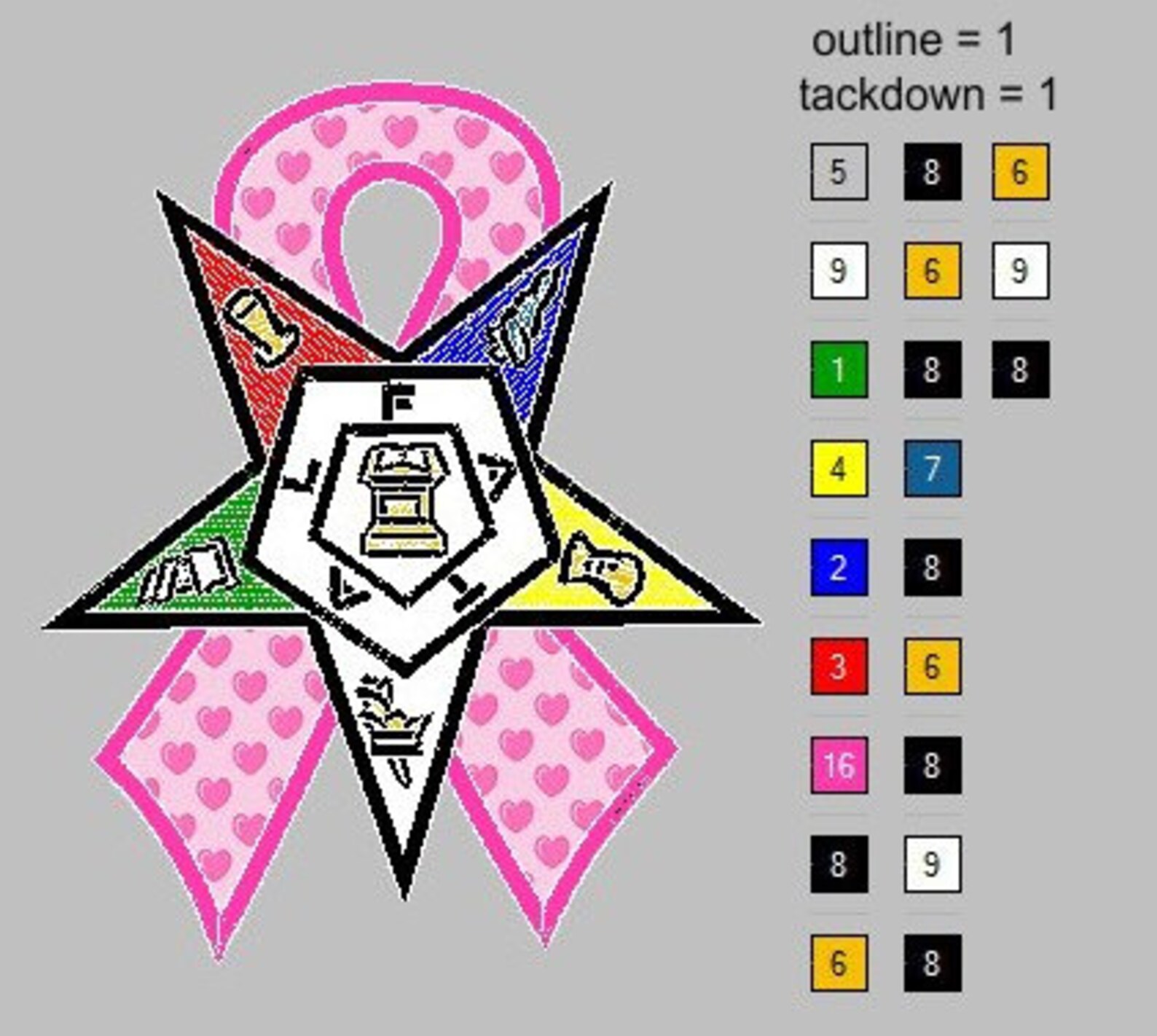 OES Order of the Eastern Star Cancer Ribbon Applique | Etsy
