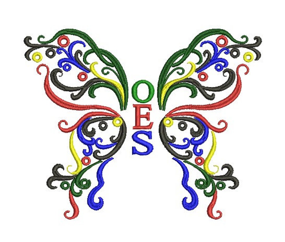 OES Order of the Eatsern Star Butterfly Embroidery Design - Etsy