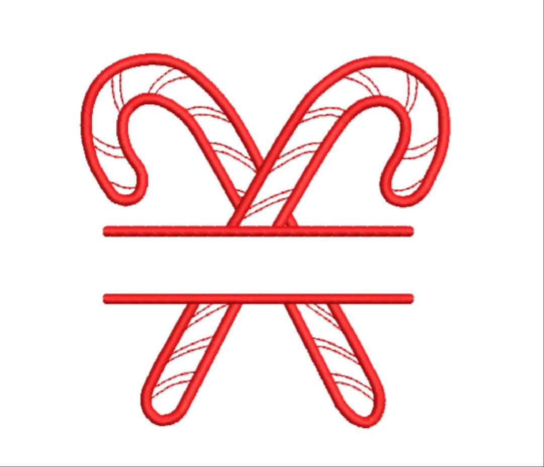 Candy Canes Monogram Machine Embroidery Design Files - Etsy