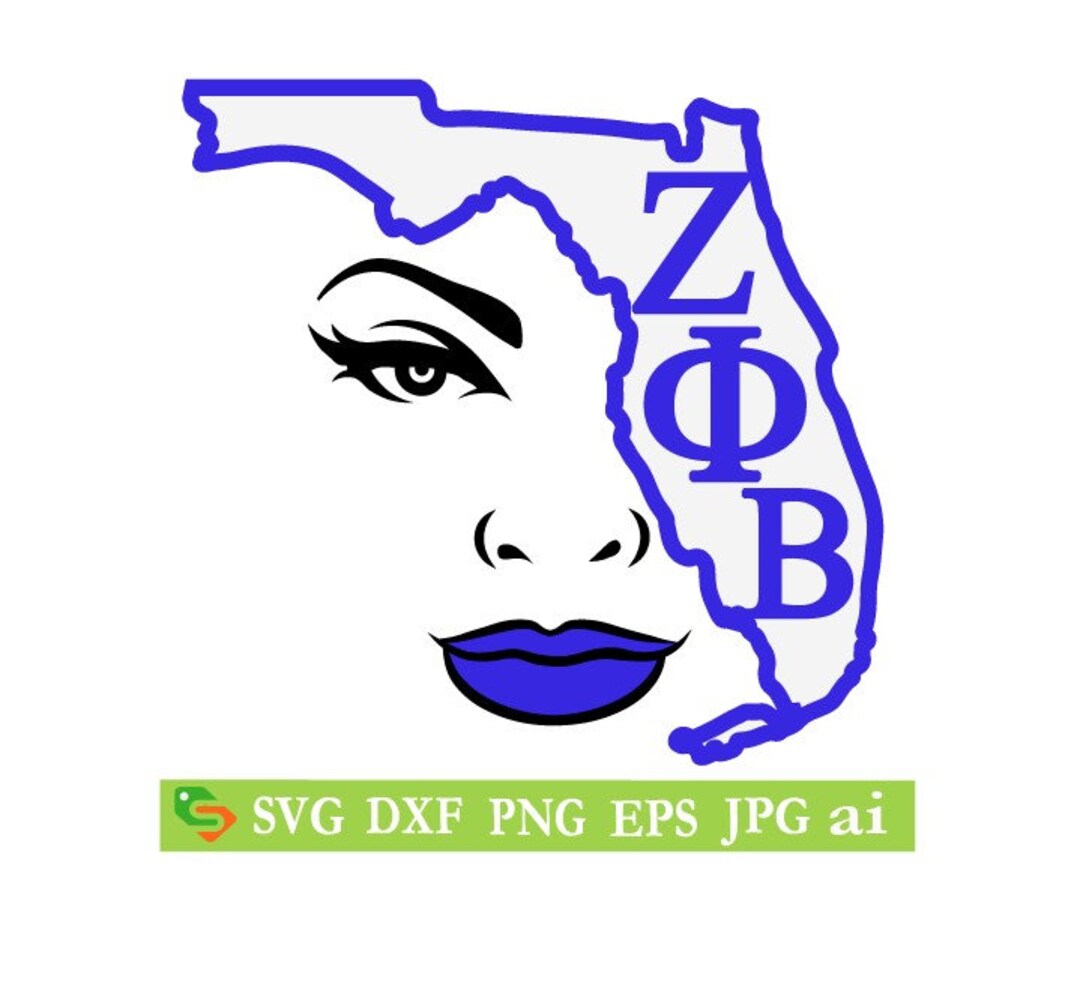 Zeta Phi Beta Florida Cut File Silhouette Cricut Jpegdfxsvg Eps Png Clip Art Etsy