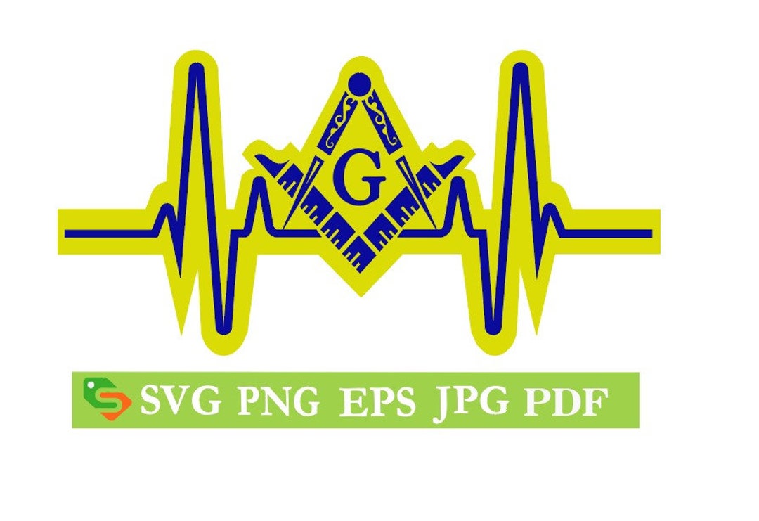 Freemason Square & Compass Heartbeat Cut File, Silhouette Cricut, Jpeg ...