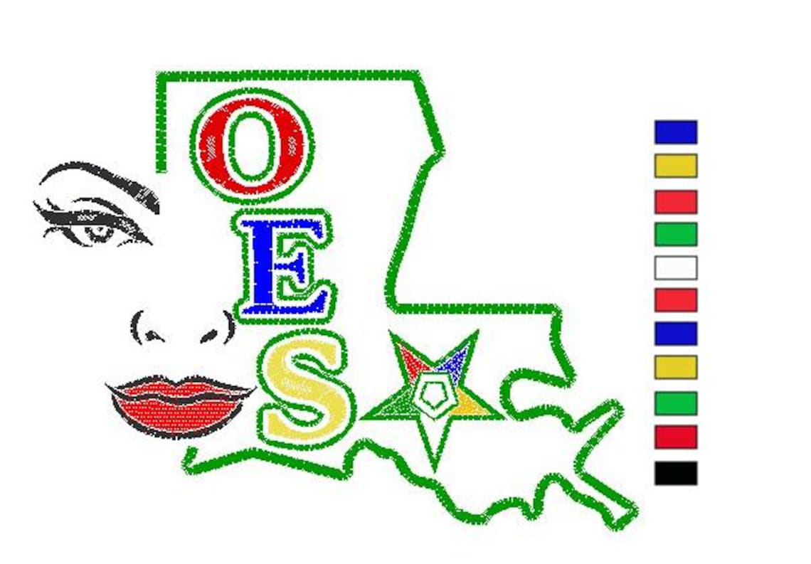 OES Order of the Eastern Star Lady Louisiana Machine Embroidery Design ...