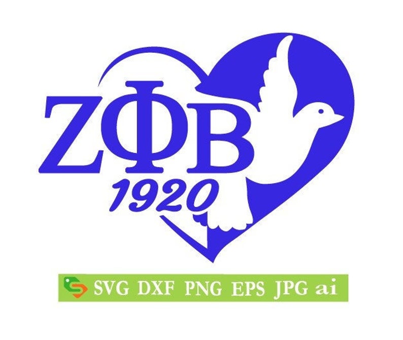 Zeta Phi Beta Heart Dove Cut File Silhouettecricut Jpeg Etsy