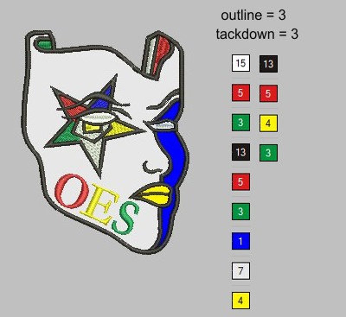 OES Order of the Eastern Star Mask Applique Embroidery Design - Etsy