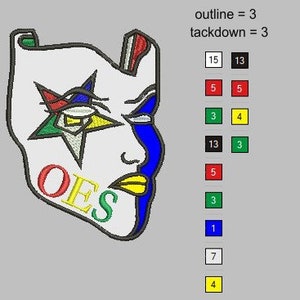 OES Order of the Eastern Star Mask Applique Machine Embroidery Design ...