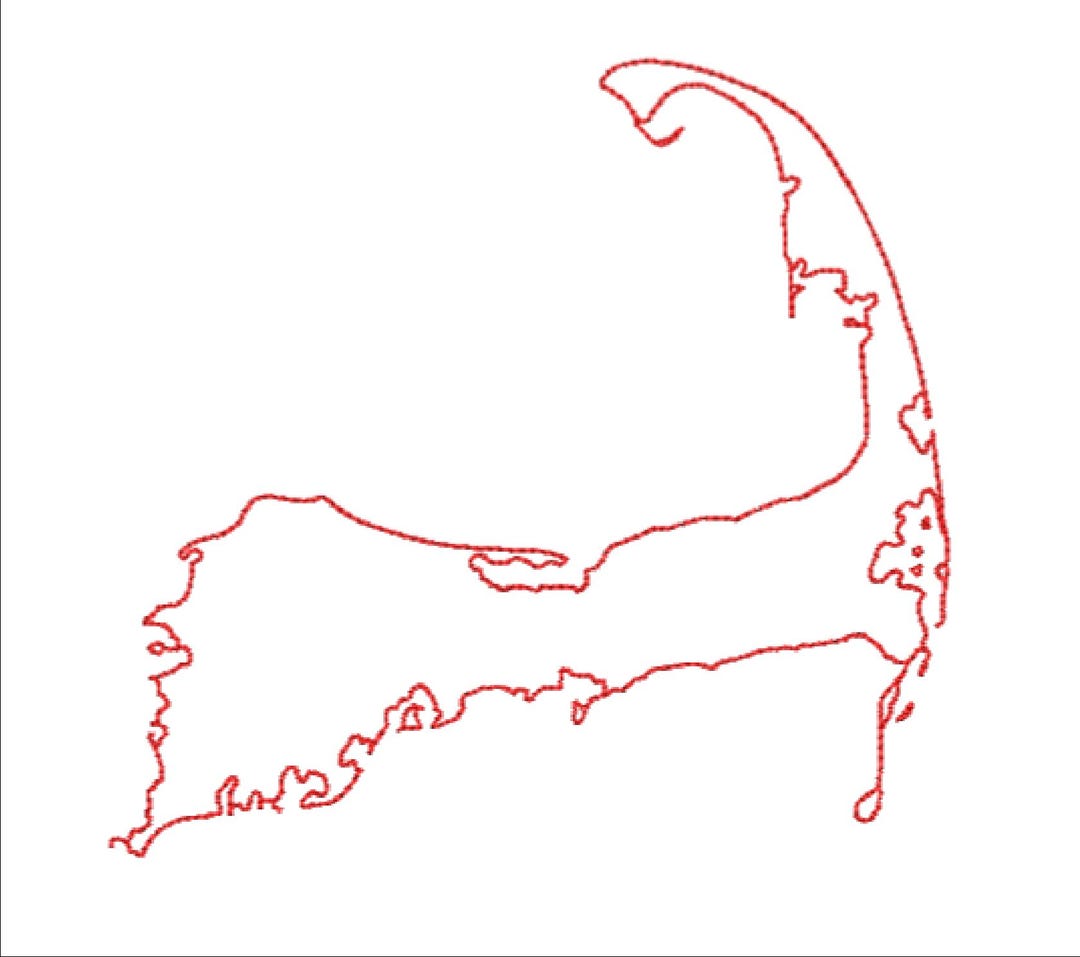 Cape Cod Redwork Map Outline Machine Embroidery Design Files - Etsy