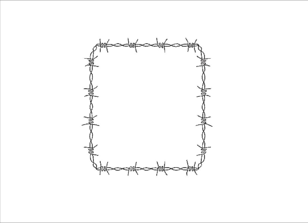 Barbed Wire Frame Square Redwork Runstitch Machine Embroidery Design ...