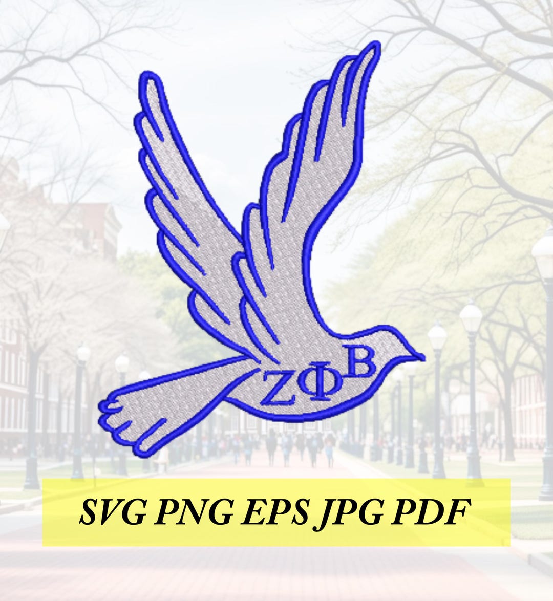 Zeta Phi Beta Dove Machine Embroidery Design Files, Dst, Pes, Jef, Hus ...