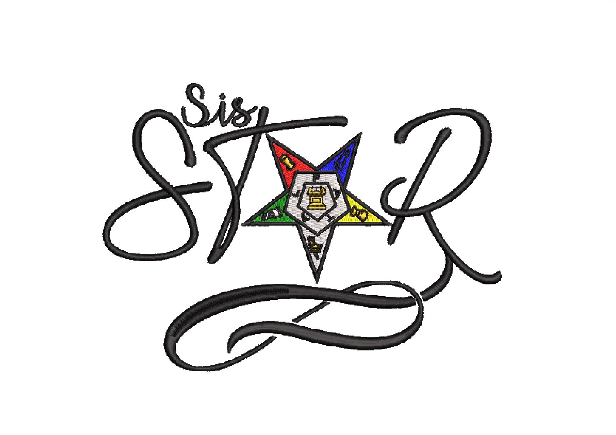 OES Order of the Eastern Star Sis Star Machine Embroidery Design Files ...