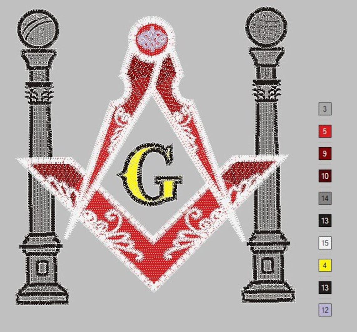 Freemasonic Square and Compass Pillars Machine Embroidery Design Files ...