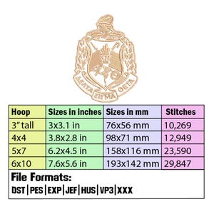 Delta Sigma Theta Shield 1 Color Machine Embroidery Design Files - Etsy